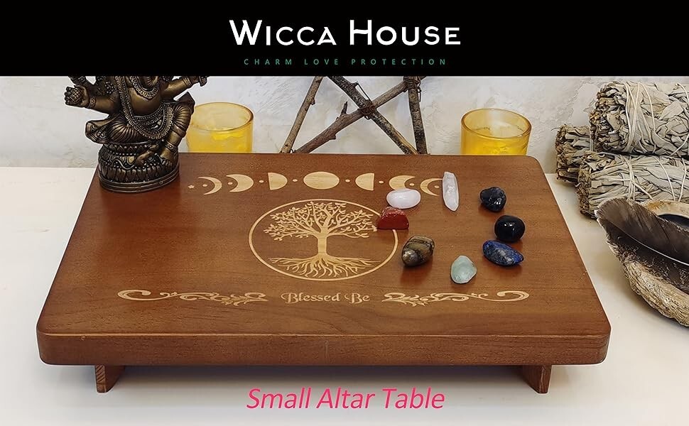 Wiccan Altar Tables Hand Made Witches Wooden Pentagram Altar Table