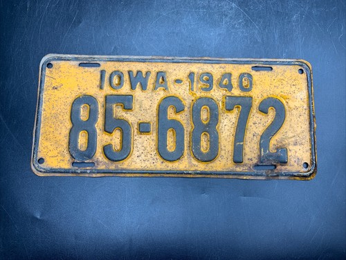1940 Iowa License Plate Tag Original Vintage Man Cave Decor 85-6872 | eBay