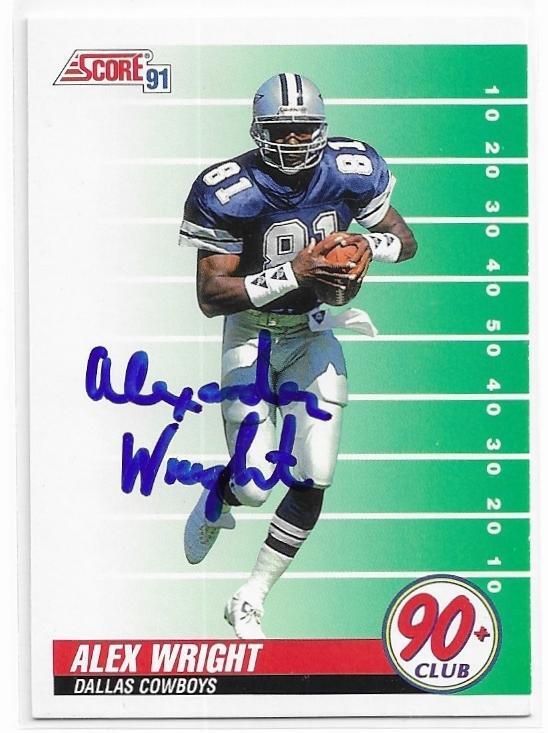 ALEXANDER WRIGHT Autographed Signed 1991 Score card #327 Dallas Cowboys ...