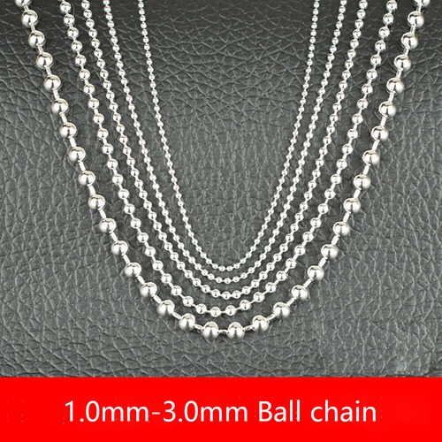 925 Sterling Silver Ball Chain 1.0-3mm Beads Necklace Stamped Italy ...
