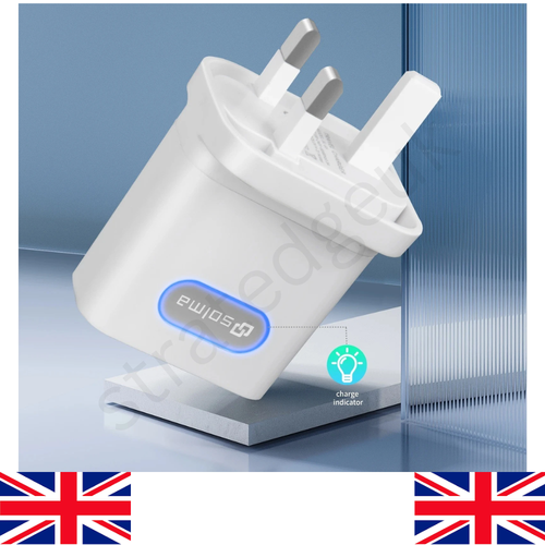 UK 3 Pin Dual USB Plug Adapter Mains Wall Charger 3 USB Port For Phones ...