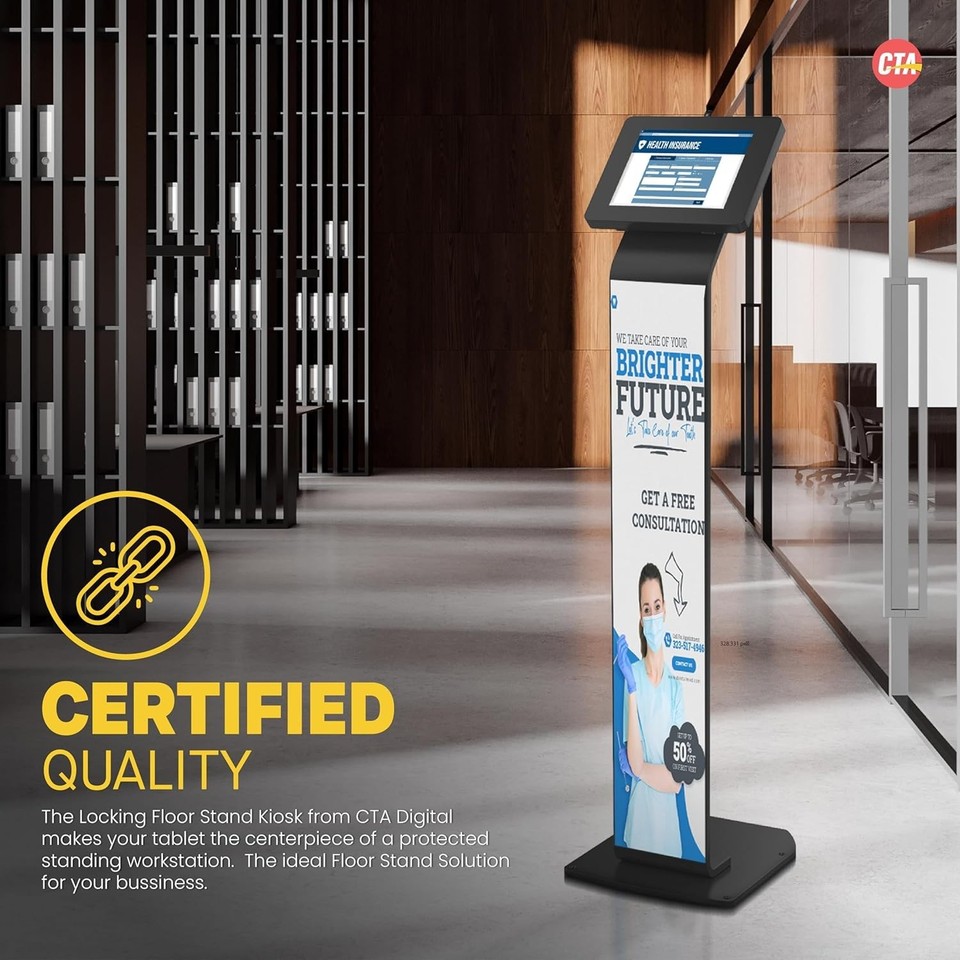 CTA Digital Premium Kiosk Floor Stand - Locking Floor Stand Kiosk ...