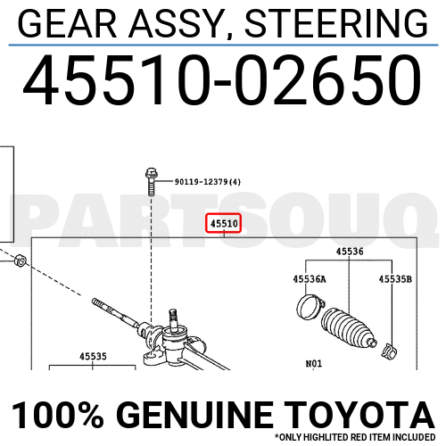 4551002650 Genuine Toyota GEAR ASSY, STEERING 45510-02650 | eBay