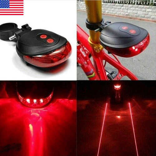 BGTnny 5 LED 2 Laser Bike Lights 7 Flash Mode Cycling Safety Bicycle ...