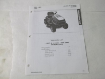 Toro 13-38HXL 12-32XL 12-38HXL 1993-1995 1994 Information List wiring ...