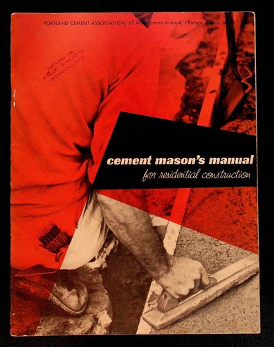 VTG Cement Mason's Manual for Residential Construction Portland Association 1960 | eBay