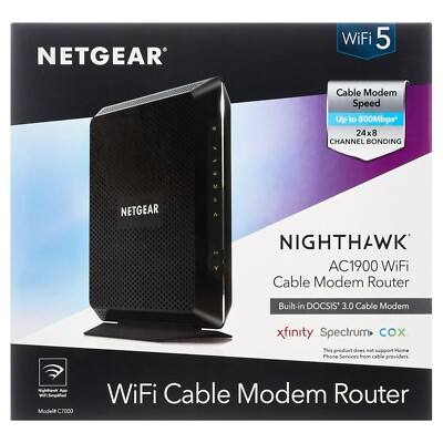 NETGEAR Nighthawk AC1900 WiFi Cable Modem Router C7000v2 DOCSIS 3.0 | eBay