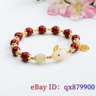 Cinnabar Rabbit Bracelet 925 Silver Bead Jewelry Hetian Jade Luxury ...