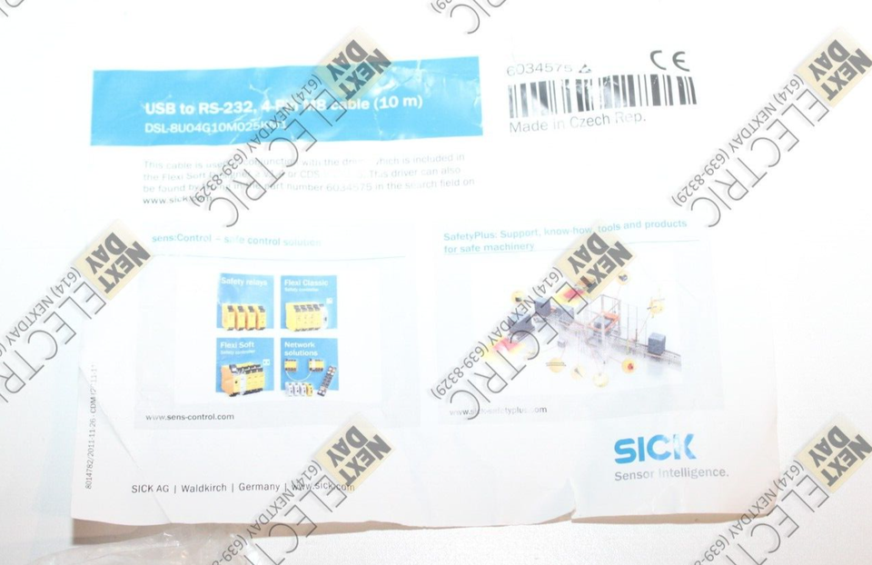 Sick, 6034575, USB to RS-232 4 Pin M8 Cable Cordset 10a Plug DSL ...