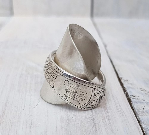 Sterling SILVER - Size V (UK) Sheffield 1920 Spoon Ring - Vintage ...