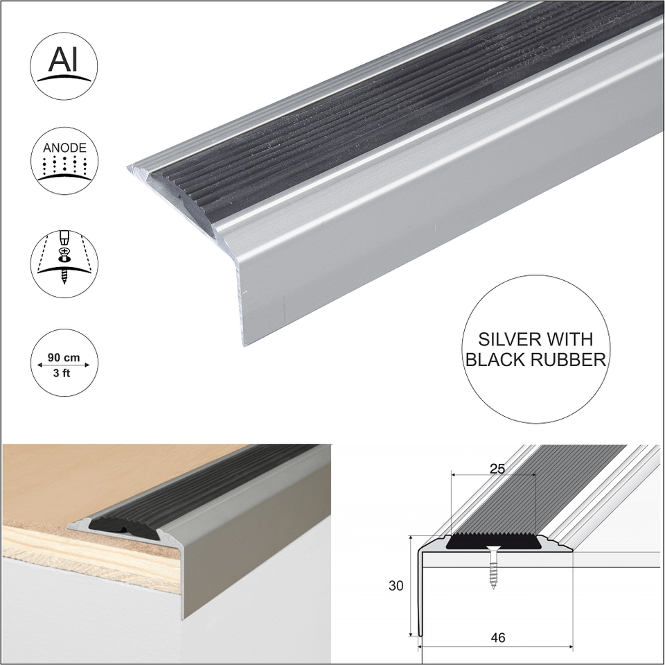 Aluminium Stair Nosing Edge Trim Step Nose Edging Nosings For Carpet ...
