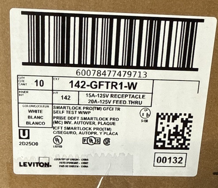 10 PCS Leviton GFTR1-W - 15A 125V GFCI Outlet - White - Cover Plate ...