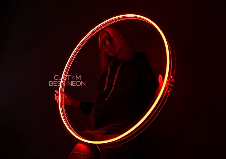Enso neon circle sign ZEN wall art cyberpunk decor, Led circe zen light ...