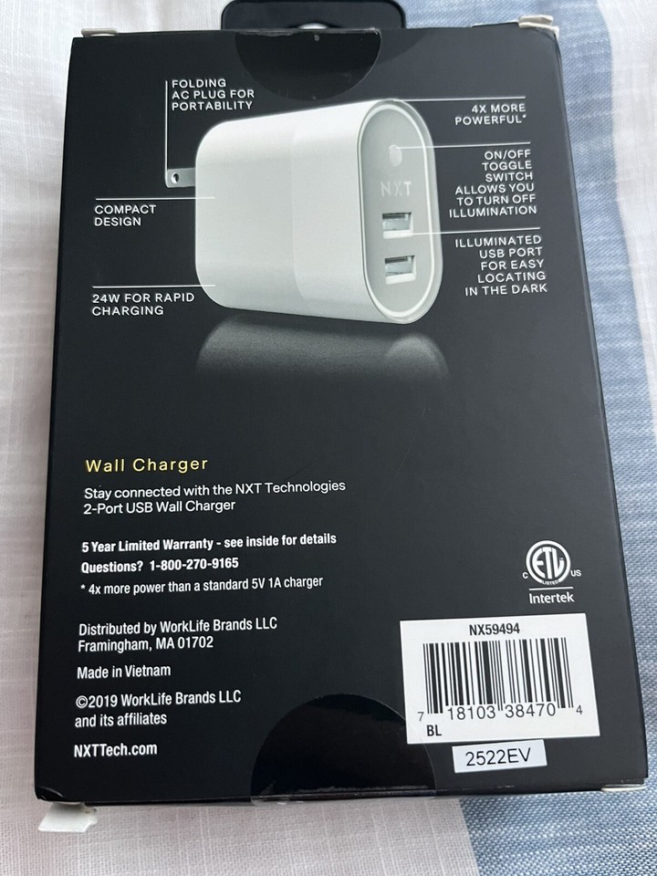 NXT Technologies Universal 2 USB Port Phone Charger, White | eBay