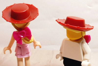 New LEGO BAM Hat Hair Combo Wig FREE BOW Cowgirl Jessie Yellow Blonde ...