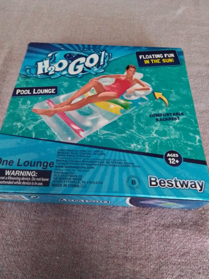 H2O Go! Pool Lounge with Back & Armrest Adult Float Swim Water Raft Age ...