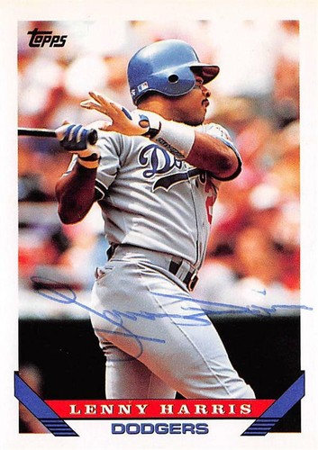 Lenny Harris autographed baseball card (Dodgers) 1993 Topps #177 ...