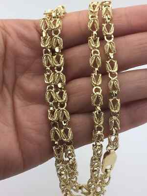 Men's 10k Yellow Gold Solid Turkish Link Chain Necklace 20" - 28" 7mm ...