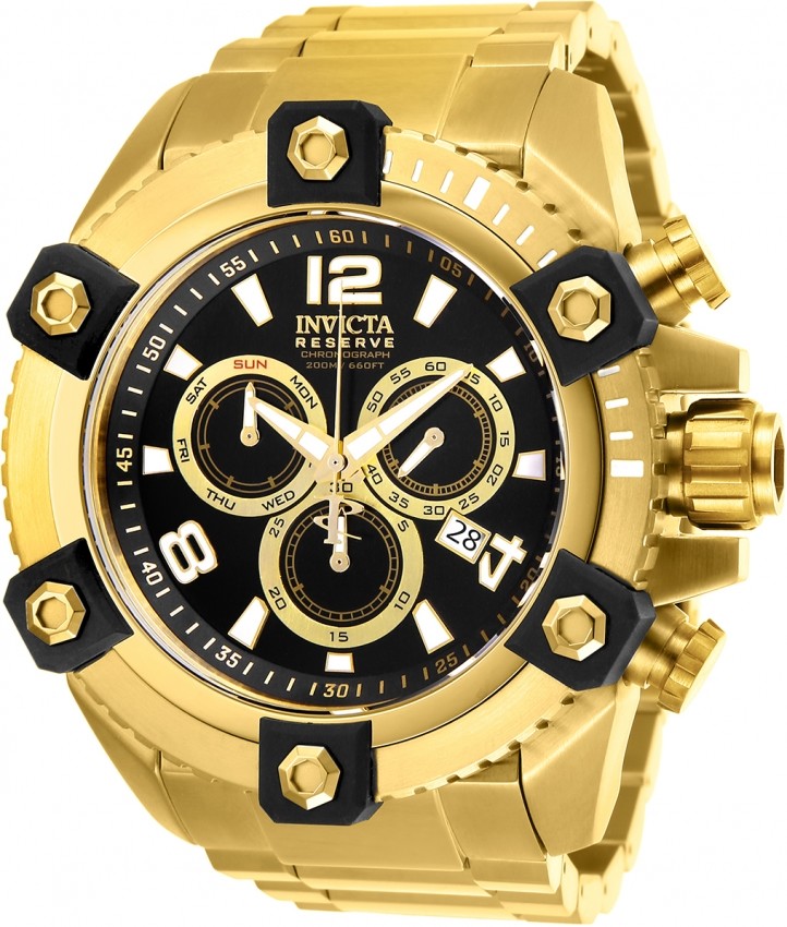 Invicta Men Reserve Arsenal Octane Swiss Chronograph Black 18k Gold ...