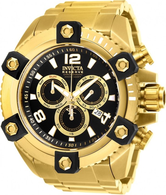 Invicta Men Reserve Arsenal Octane Swiss Chronograph Black 18k Gold ...