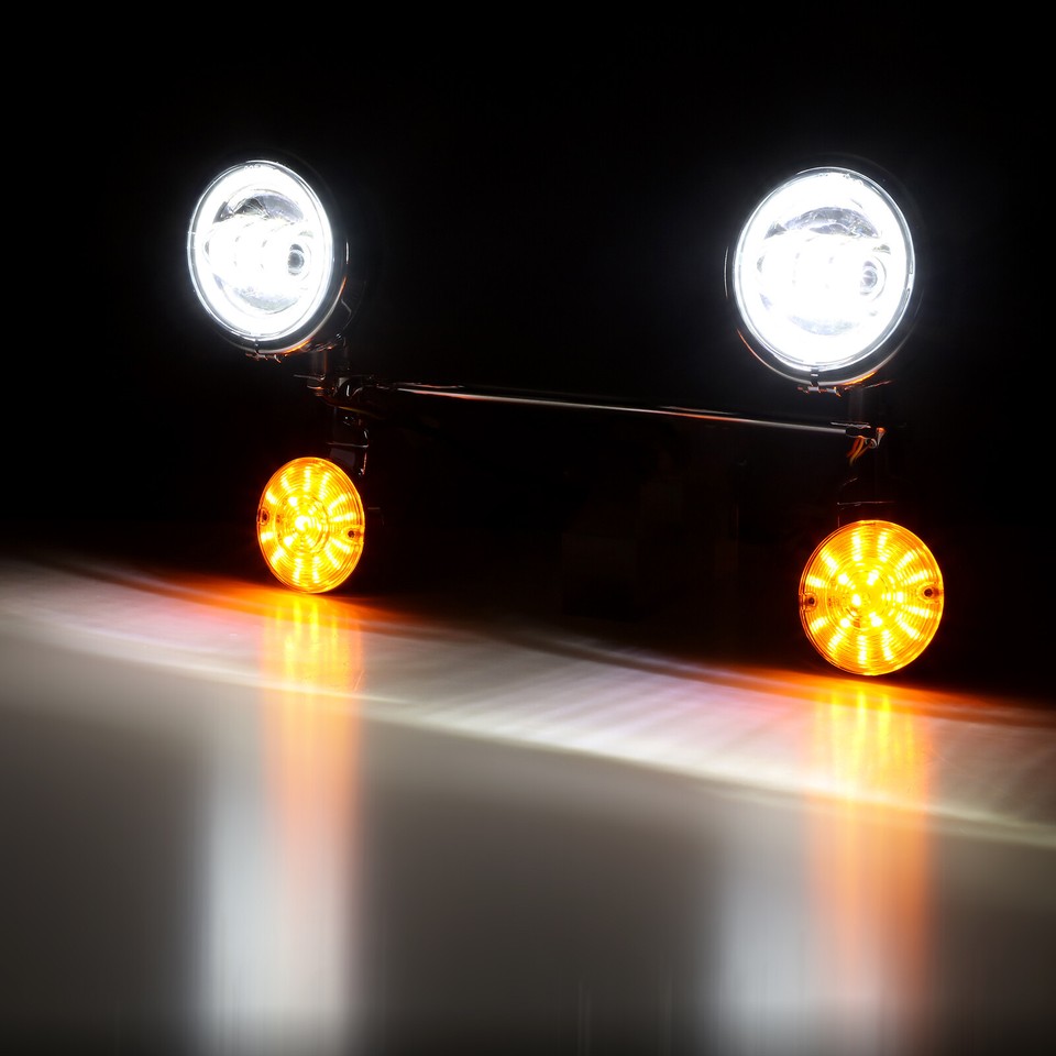 Chrome Motorcycle LED Passing Signals Light Bar for Harley Road King ...