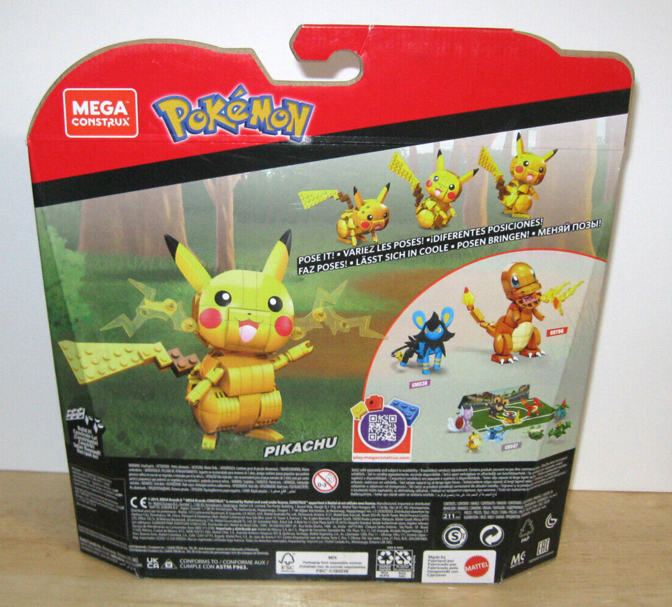 Mega Bloks Construx ~ GMD31 ~ Pokemon Pikachu Poseable Set ~ 211 pcs ...