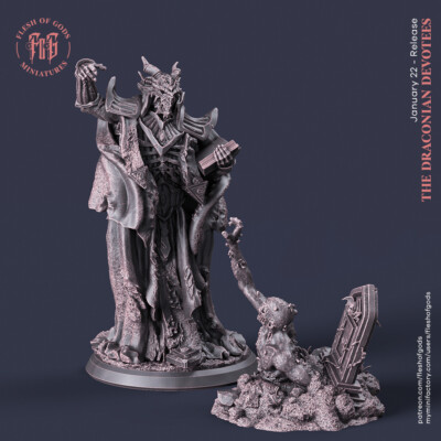 Evil Priest Necromancer Wizard Resin Miniature 28mm 32mm Dungeon ...