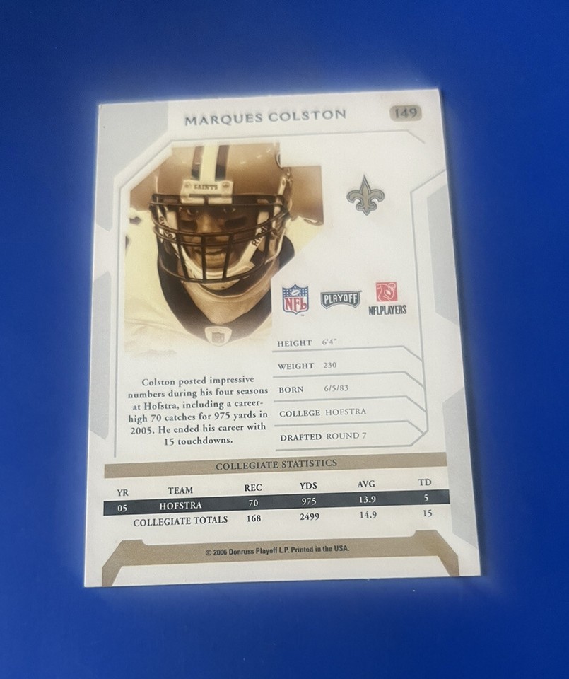 🏈2006 Playoff Marques Colston Rookie Card WR Hofstra Pride & New ...
