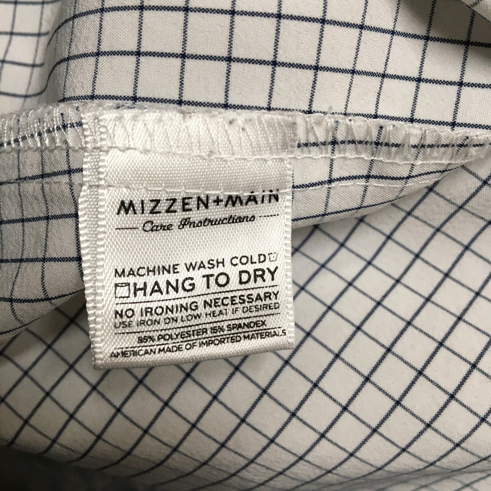 Mizzen Main Leeward Shirt Mens Large L White Plaid Button Performance ...
