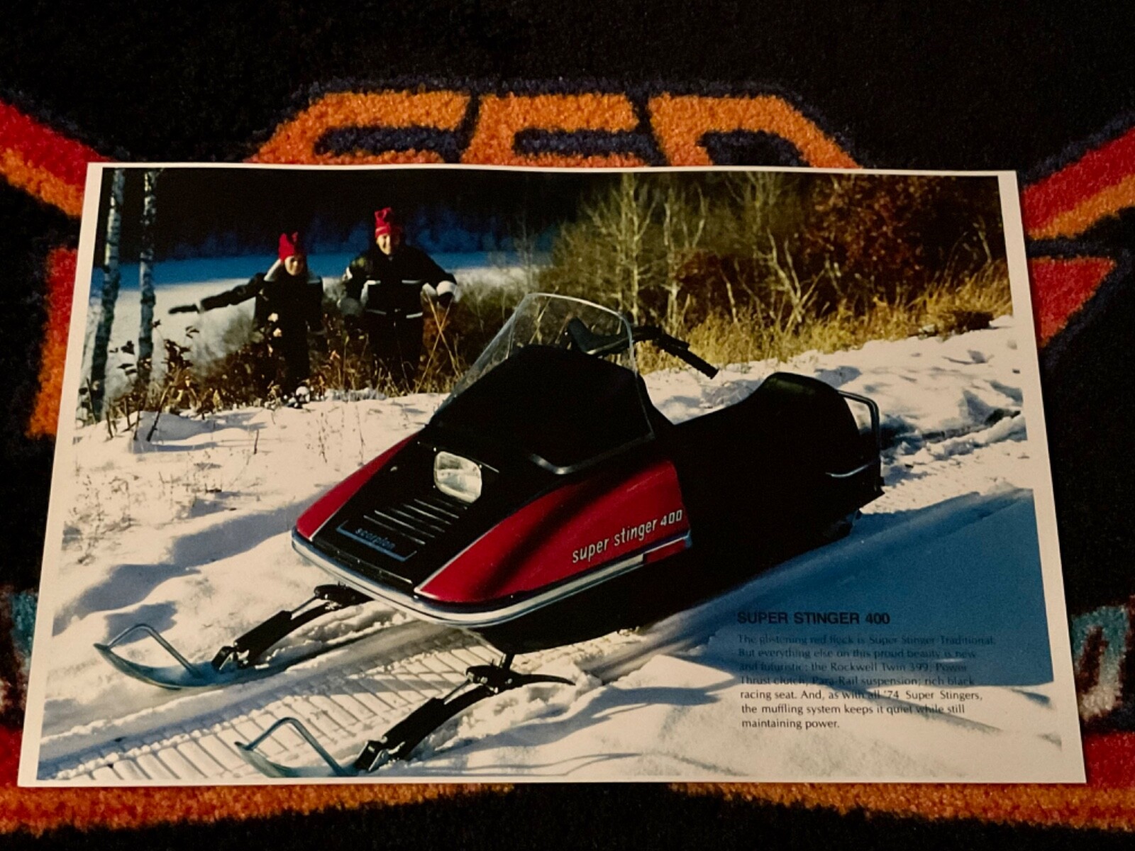 🏁 ‘74 SCORPION SUPER STINGER 400 Snowmobile Poster vintage sled red ...