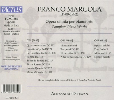 ALESSANDRO DELJAVAN FRANCO MARGOLA: COMPLETE PIANO WORKS NEW CD ...