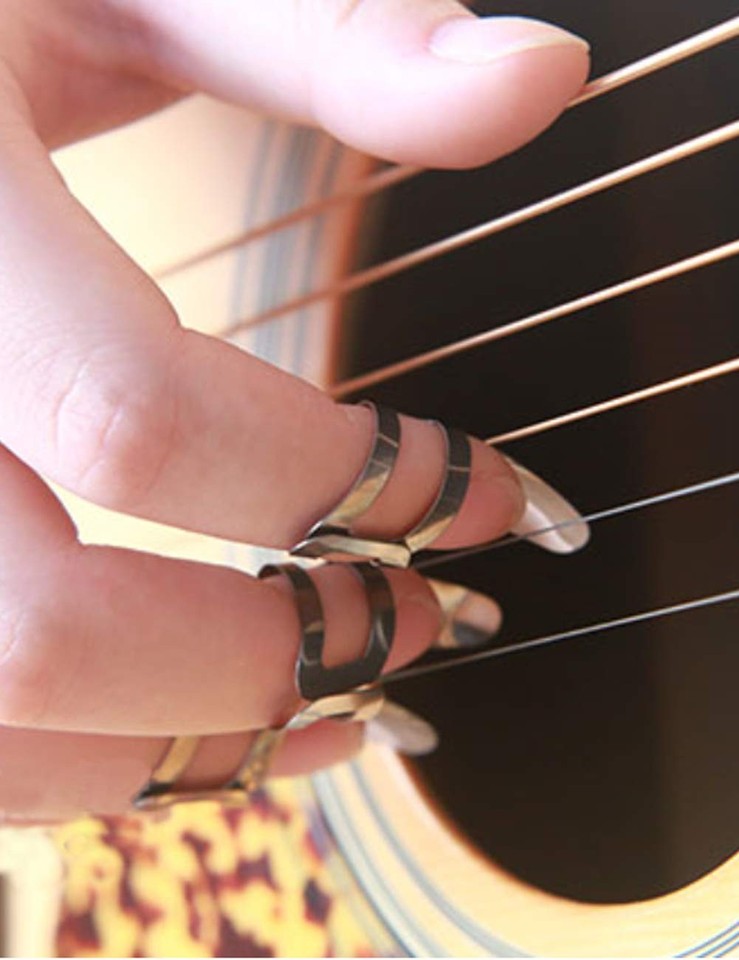 Thumb Finger Picks Plectrum With Metal Picks, | eBay