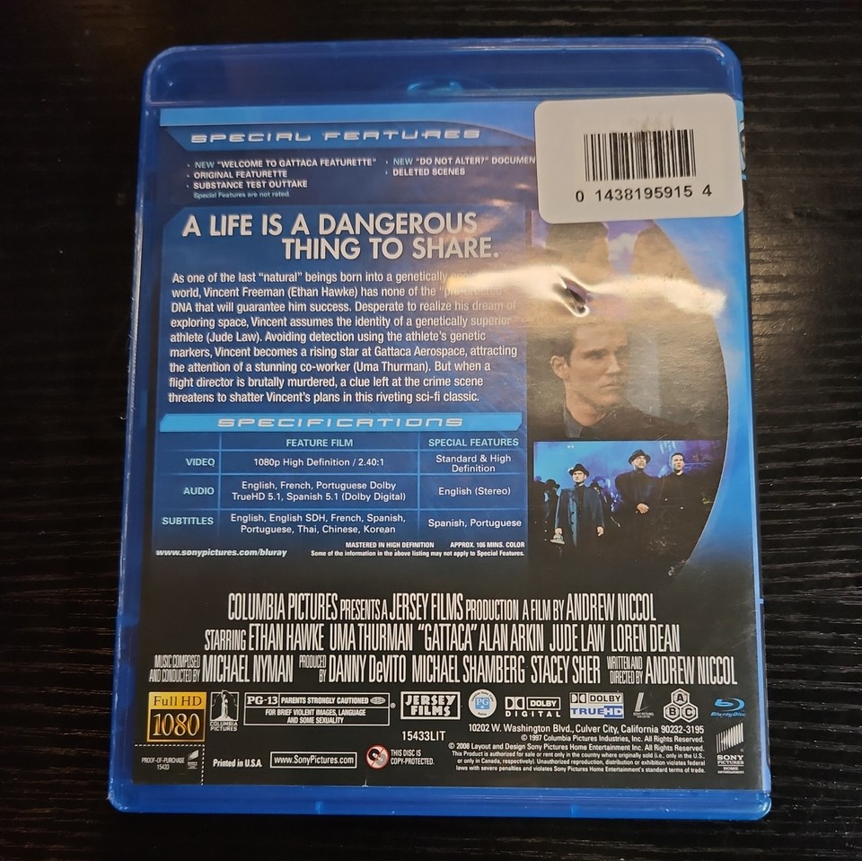 Gattaca: Special Edition Blu-ray Ethan Hawke / Uma Thurman / Jude Law ...