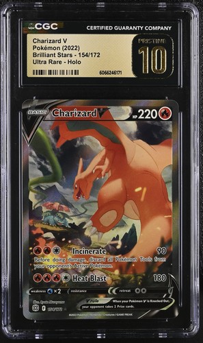CGC 10 PRISTINE Charizard V Brilliant Stars 154/172 Ultra Rare Holo ...