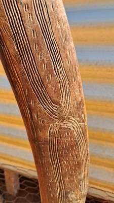 Old Aboriginal boomerang with incised design Coopers Creek region ...