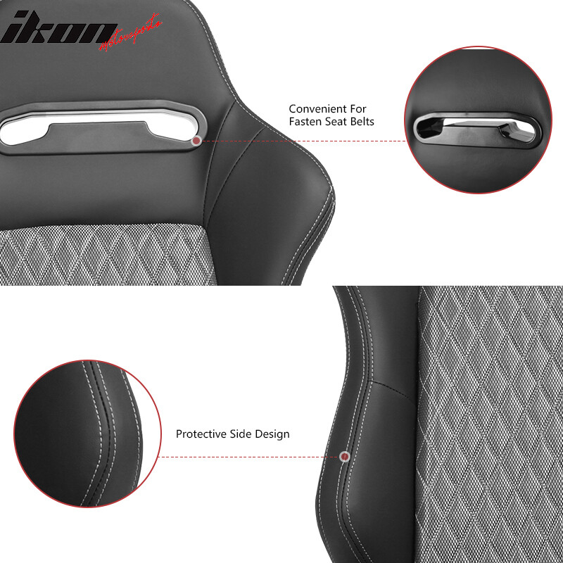 Universal Pair Reclinable Racing Seats + Dual Sliders Shinny Mesh ...