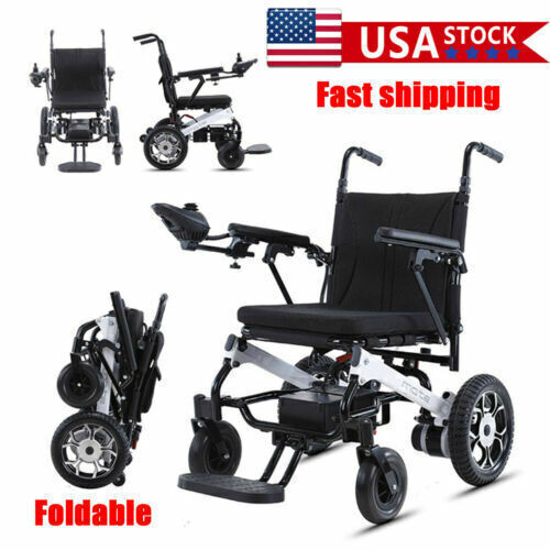 Foldable Lightweight Electric Wheelchair Mobility Aid Motorized With 2 ...