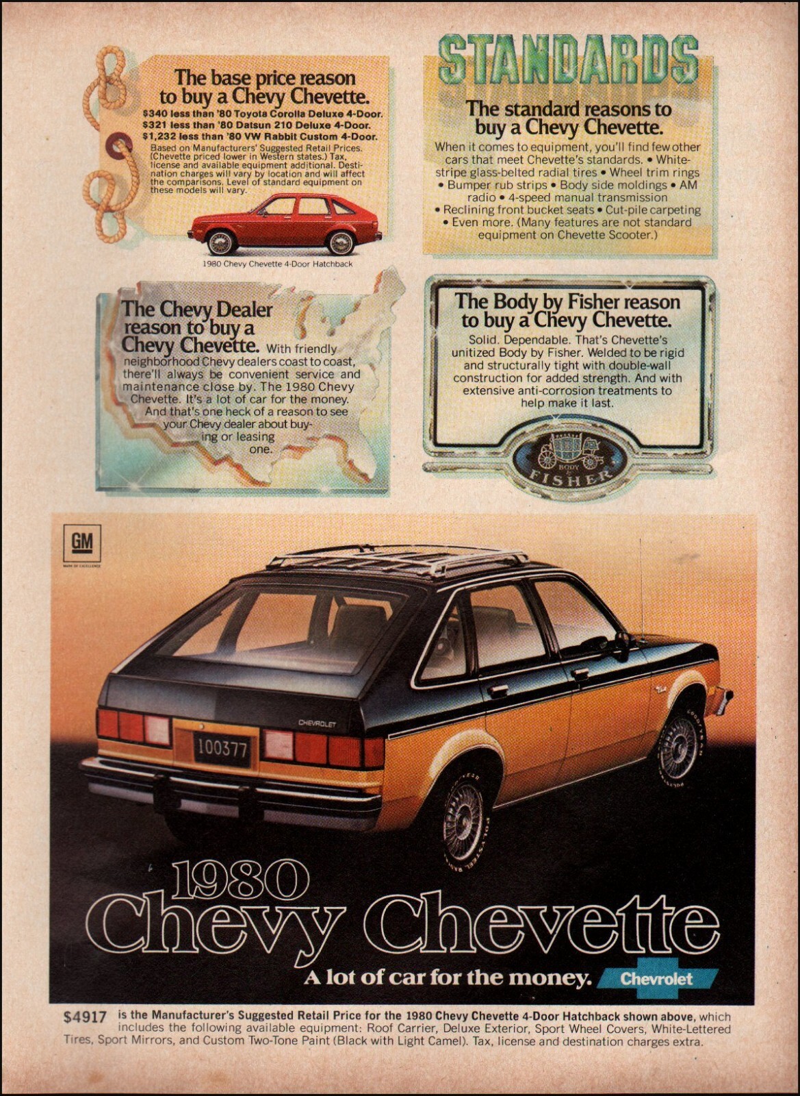 Vintage ad 1980 Chevy Chevette 4-door Hatchback retro Car Auto 04/08/23 ...