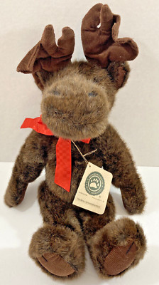 Boyds Moose Murray Moosehoffer 14" jointed plush w/Red Bow w/Tag 1985 ...