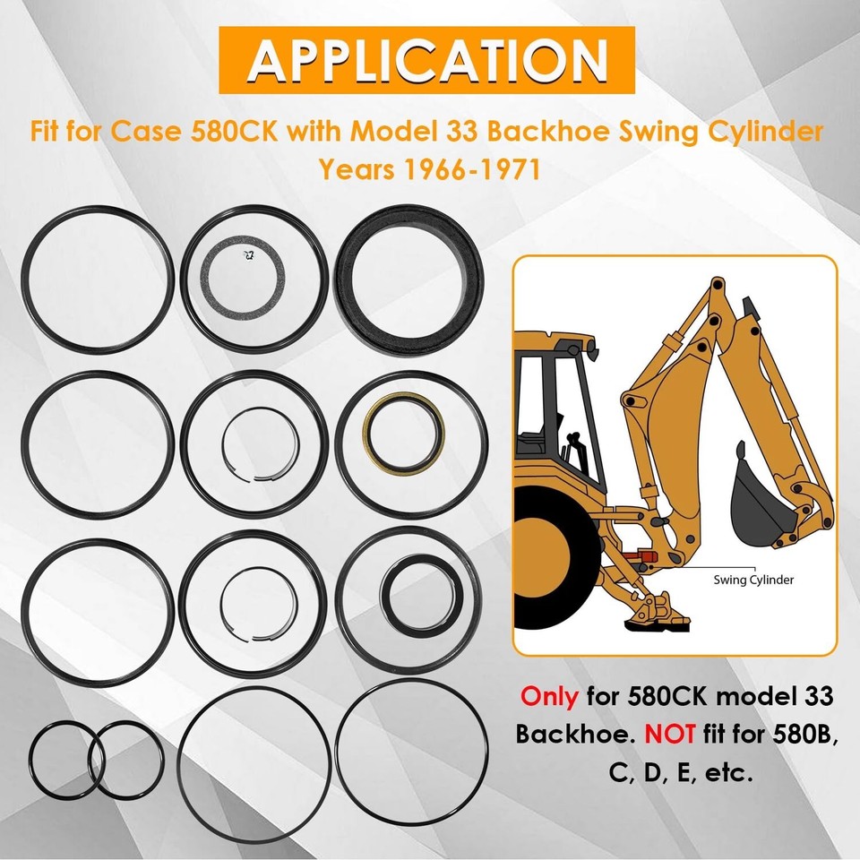 Seal Kit For Case 580CK Model 33 Backhoe Swing Cylinder 1966-1971, 2 ...
