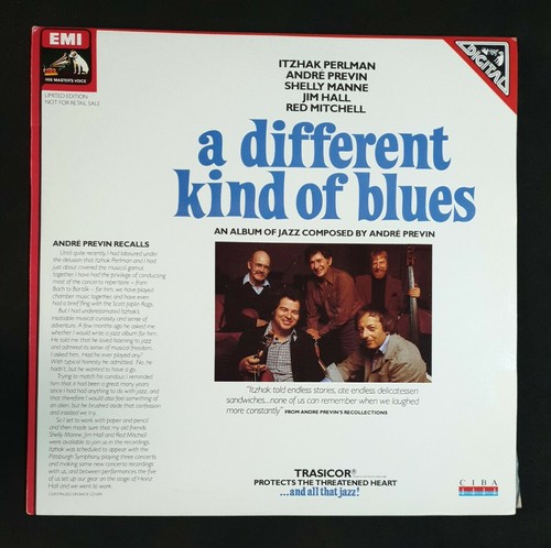 PREVIN/PERLMAN - 'A Different Kind Of Blues' 12" Vinyl LP Record AUST ...