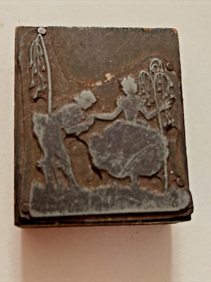 Vintage Wood Metal Block Stamp Letterpress French Lady Courtship 2" | eBay