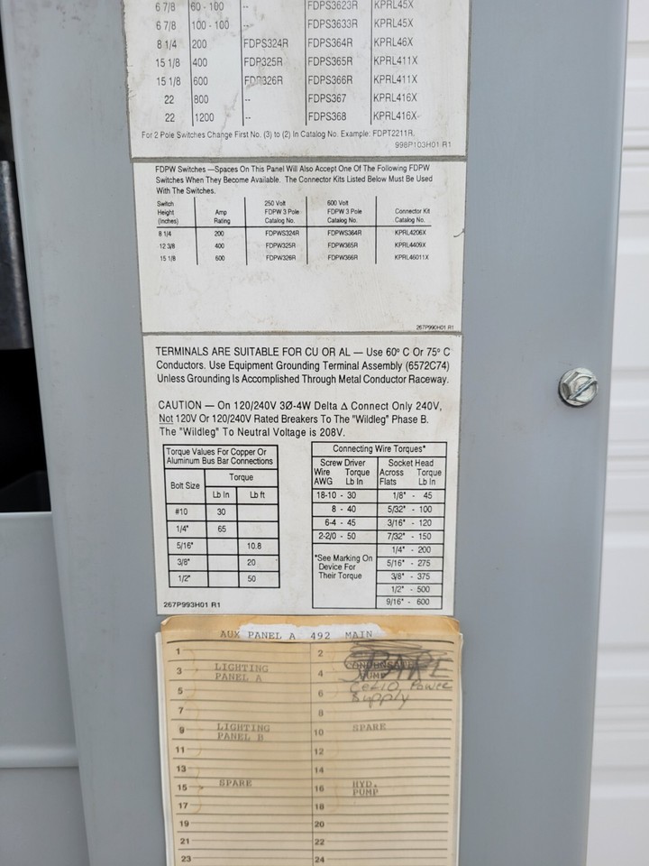 PRL4B Westinghouse 800 Amp MDS3800F Main Breaker PanelBoard 3 Phase 4 ...