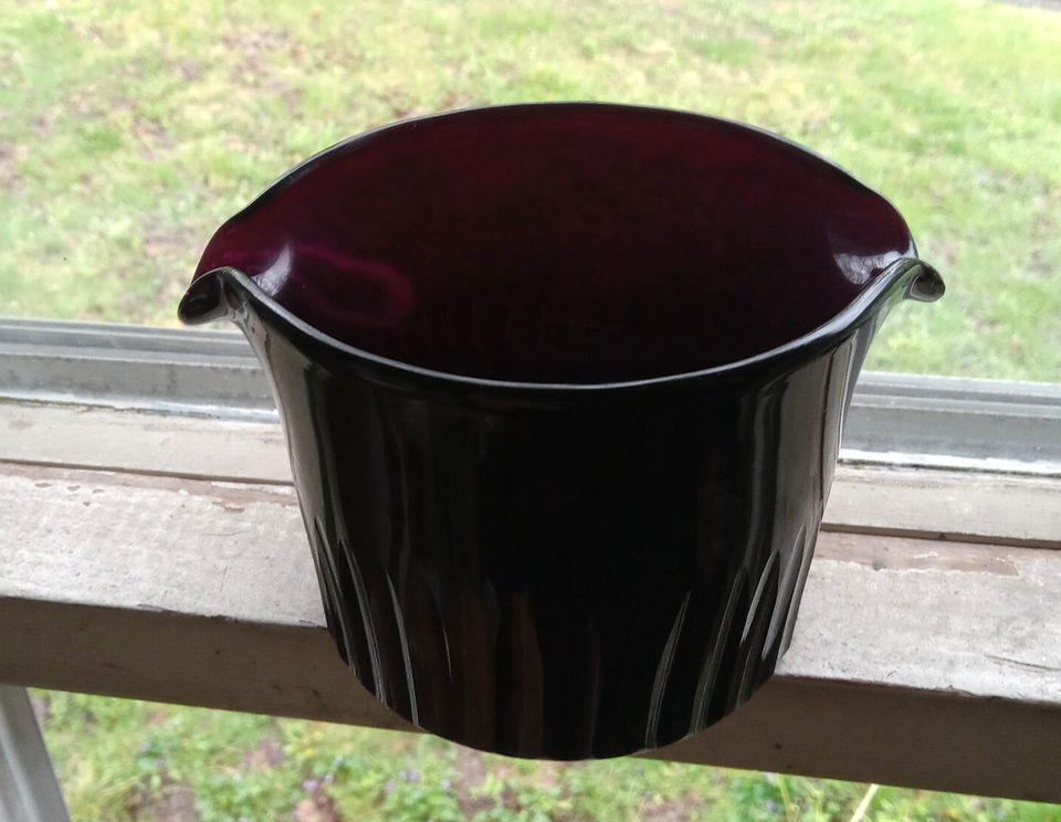 1850s EARLY FREE BLOWN DEEP AMETHYST GLASS WINE RINSER GROUND PONTIL ...