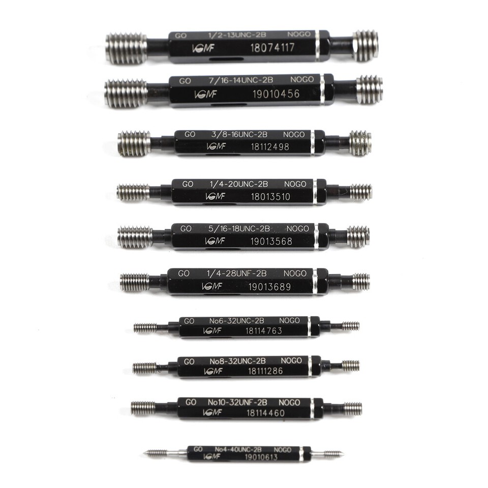 10 Pcs UNC/UNF Thread Plug Gage Gauge Set Double End Go And No Go H28 ...