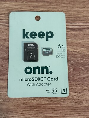Onn Micro SDXC Card With Adapter 100mb/s Speed, 64 Gb Storage * Brand ...