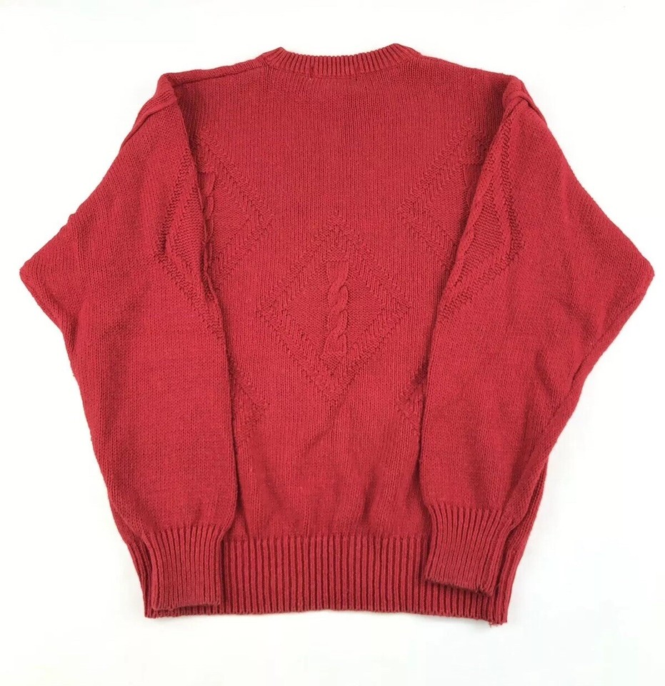 Vintage 80s GAP Clothing Co Men's Medium Red Geometric Cable Knit ...