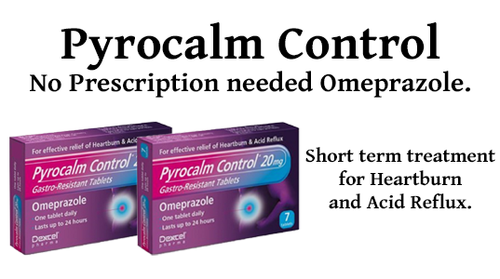 Pyrocalm Omeprazole 20mg reflux indigestion Tablets 14 - UK Pharmacy ...