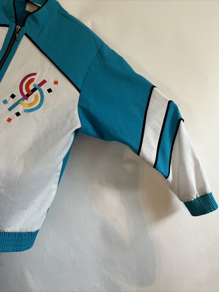 Vintage 80s Joyce Sportswear 12 Logo Color Block Boho Lined Jacket USA ...
