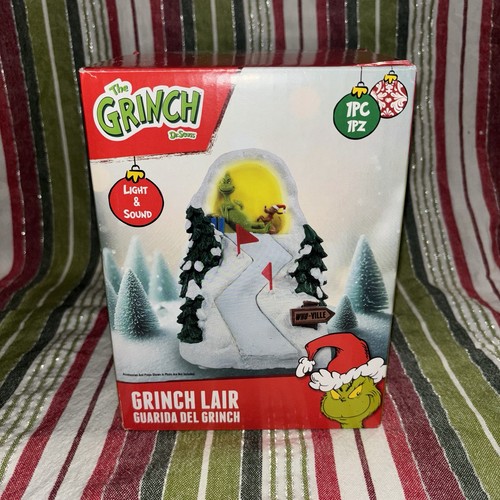 The Grinch Lair Lighted Christmas Whoville Village Music Slide Dr Seuss ...